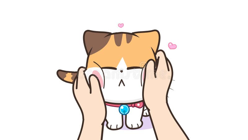 Cute Cat Cheek Pinch Animation on White Background Stock Footage ...