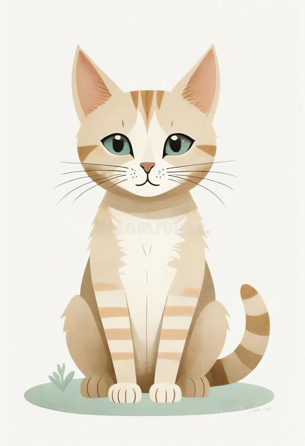 A Cute Cat Clipart, Organic Forms Stock Illustration - Illustration of ...
