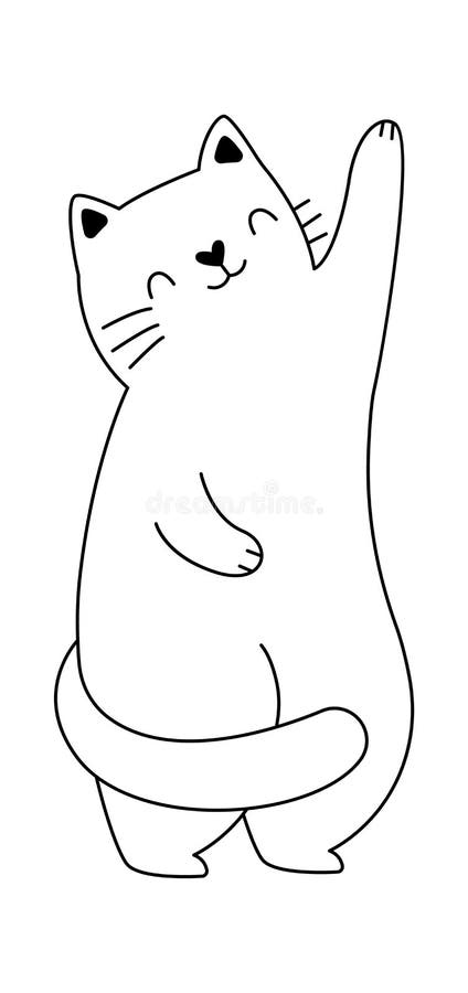 Cute Cat Contemporary Line Art Stock Vector - Illustration of graphic ...