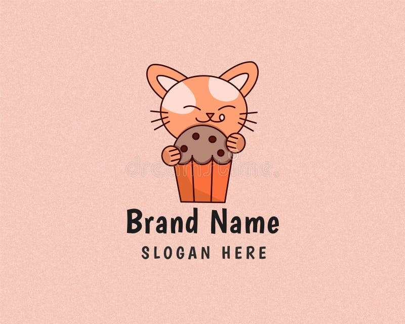 Cute cat cookie bread logo stock vector. Illustration of sweet - 350854991