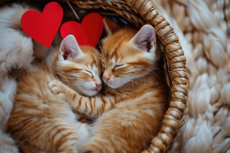 Cute Cat Couple Love Valentines Day Pragma Stock Photo - Image of ...