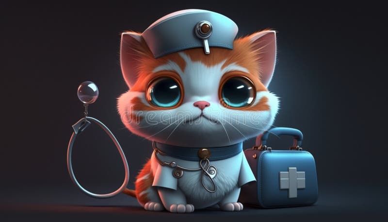 A Cute Cat Doctor Cartoon Character Using Generative Ai Stock Photo ...
