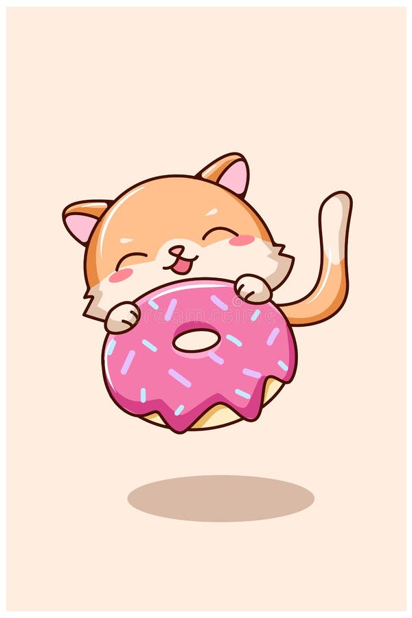Cute Cat with Donuts Animal Cartoon Illustration Stock Vector ...