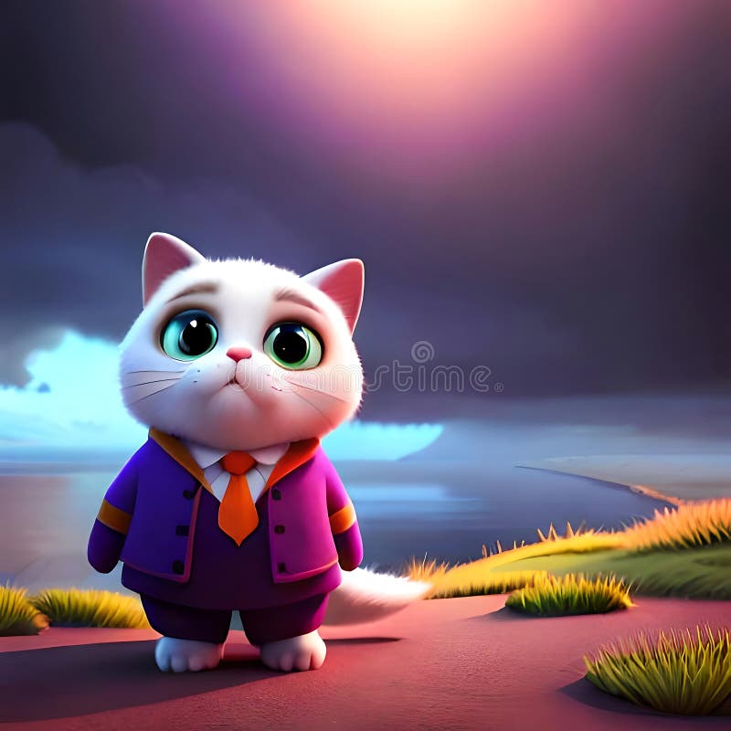 Cute Cat Dressed Like a Person - Ai Generated Image Stock Illustration ...