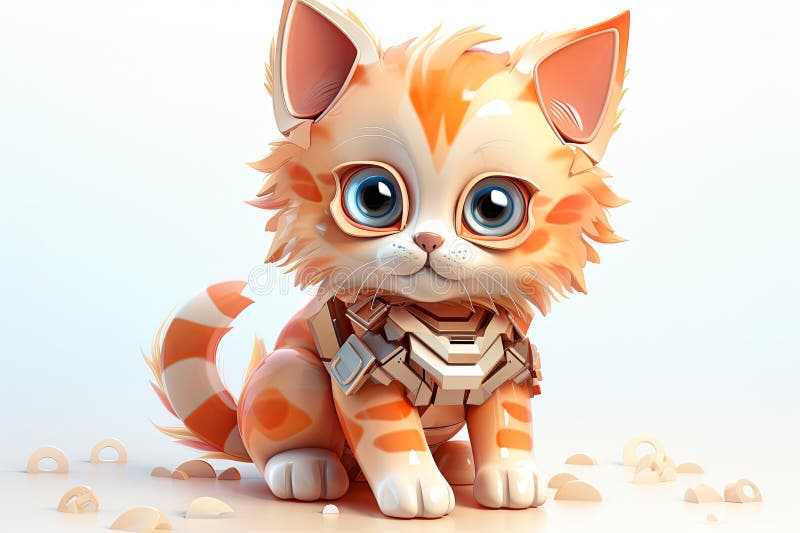 Cute Cat Elements Art 3d Illustration Stock Illustration - Illustration ...