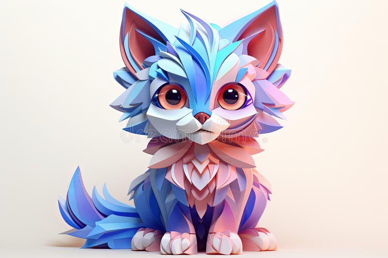 Cute Cat Elements Art 3d Illustration Stock Illustration - Illustration ...