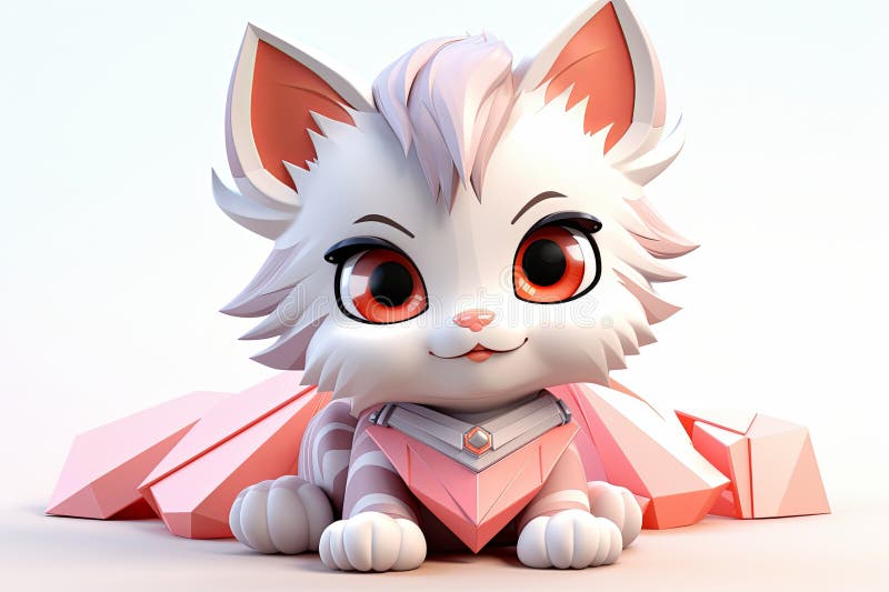 Cute Cat Elements Art 3d Illustration Stock Illustration - Illustration ...