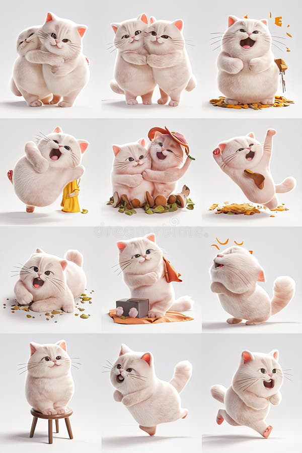 Cute Cat Emoji Smiley Sticker. for Art Print and Sticker Stock ...