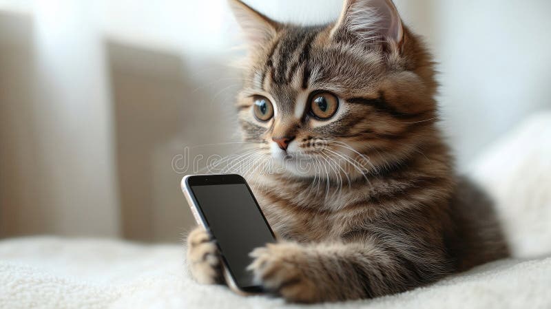 Cute Cat Exploring Smartphone Stock Photos - Free & Royalty-Free Stock ...