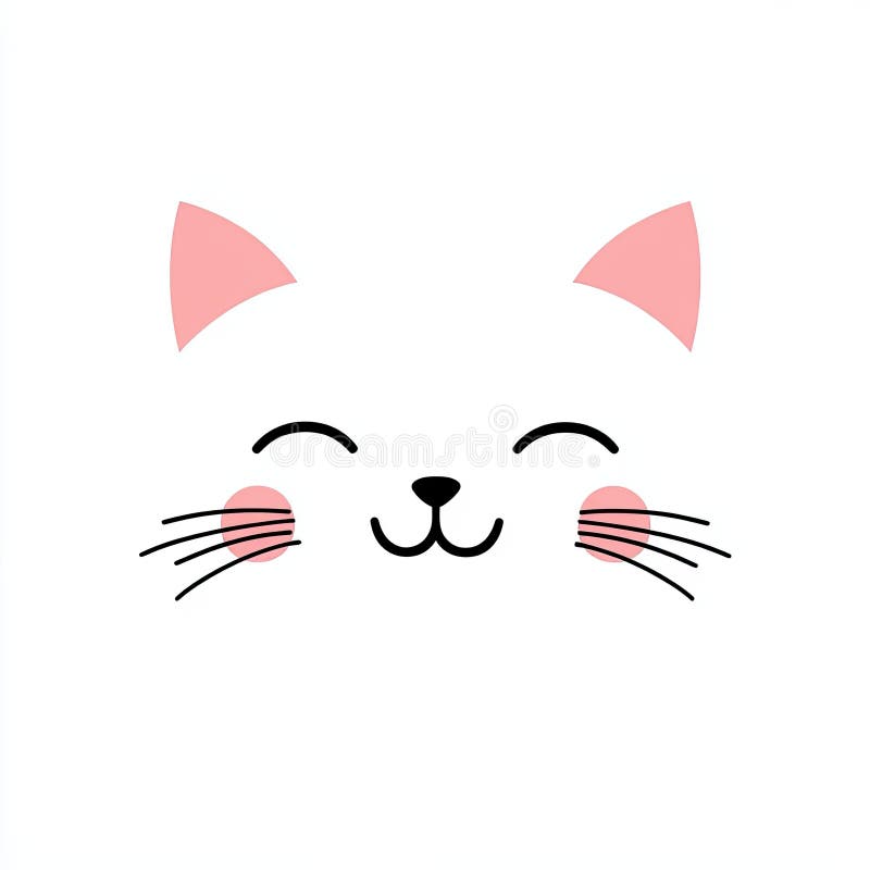 Cute Cat Face stock illustration. Illustration of simple - 353450367