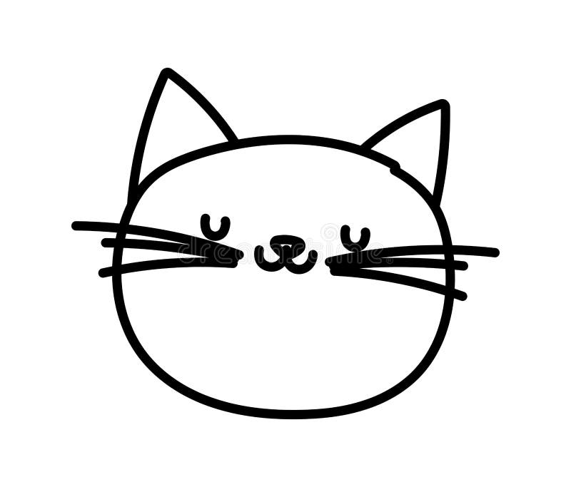 Quirky Line Drawing Cartoon Cat Face Stock Vector - Illustration of ...