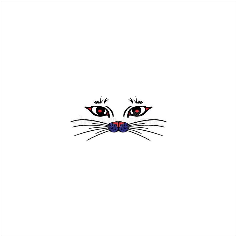 Cute Cat Face Concept Facing Forward with White Background Stock Vector ...