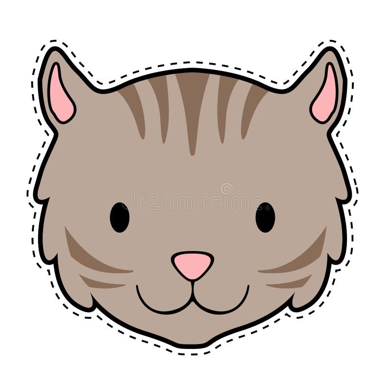 Cute Cat Face Dotted Sticker Stock Vector - Illustration of shape ...