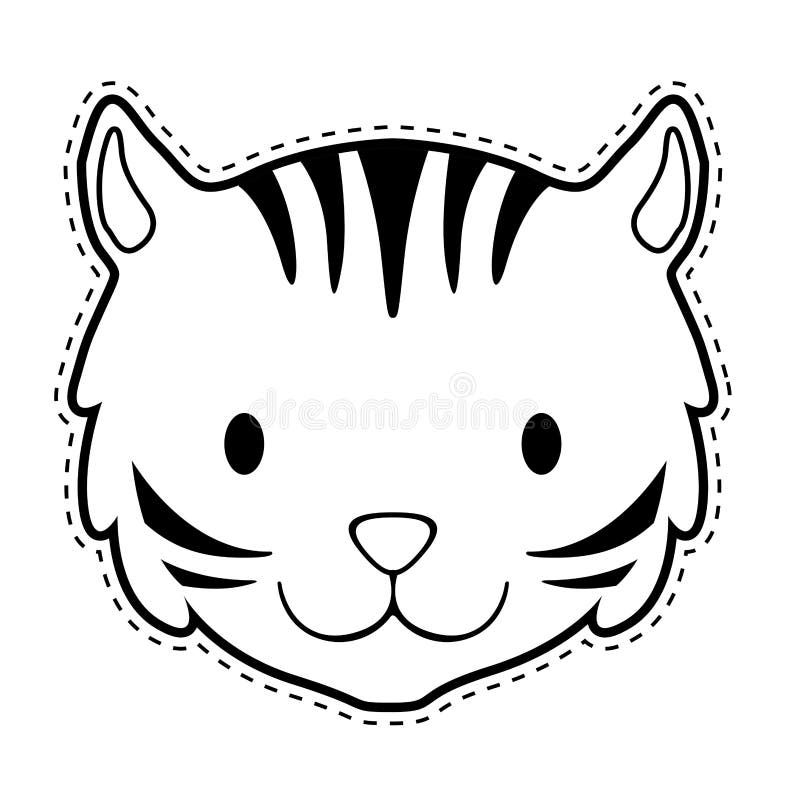 Cute Cat Face Dotted Sticker Stock Vector - Illustration of design ...