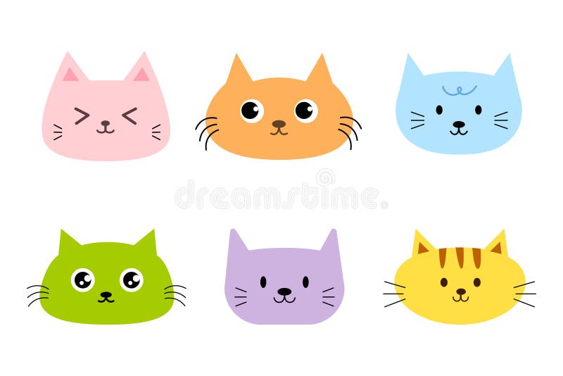 Cute Cat Face for Element, Illustration, Decoration, Sticker, Note ...