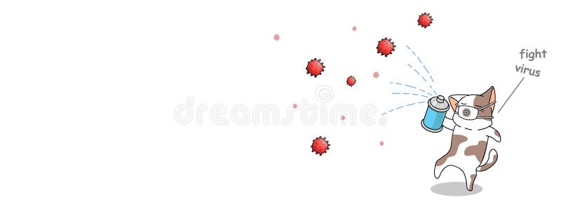 Cute cat is fighting virus stock vector. Illustration of covid19 ...