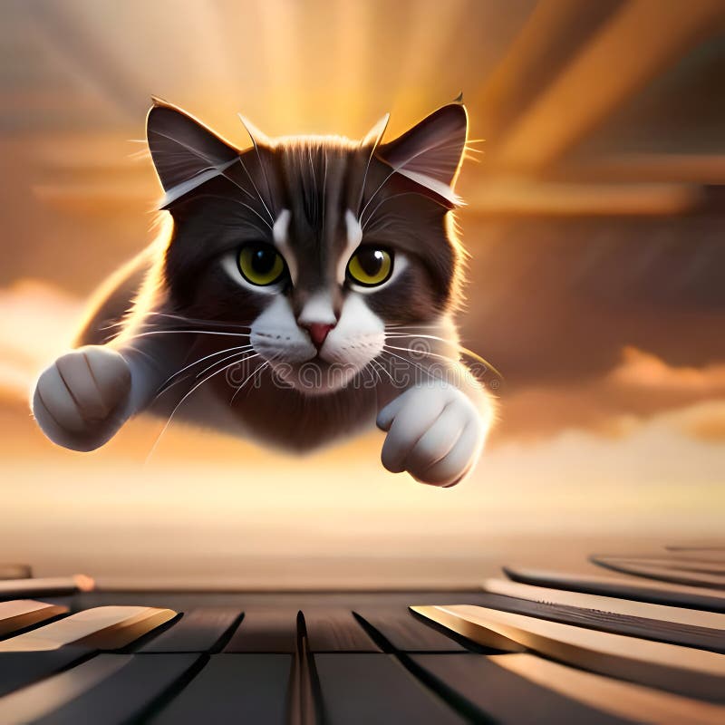 Cute Cat Looking at the Viewer - Ai Generated Image Stock Illustration ...