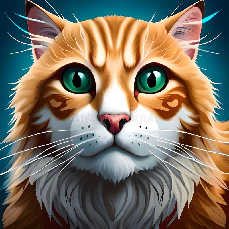 Cute Cat Looking at the Viewer - Ai Generated Image Stock Illustration ...