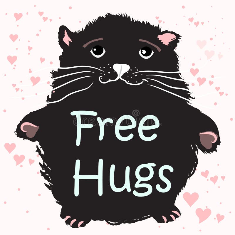 Cute cat free hugs stock vector. Illustration of sketch - 109049203
