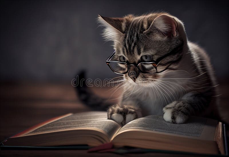 Cat Glasses Reading Book Stock Illustrations – 385 Cat Glasses Reading ...