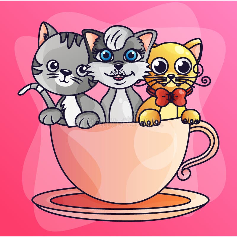 Three Cat Gradient Illustration Vector Stock Vector - Illustration of ...