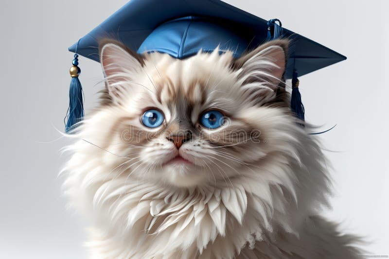 Cute Cat Graduation Hat Isolated Light Background Stock Photos - Free ...