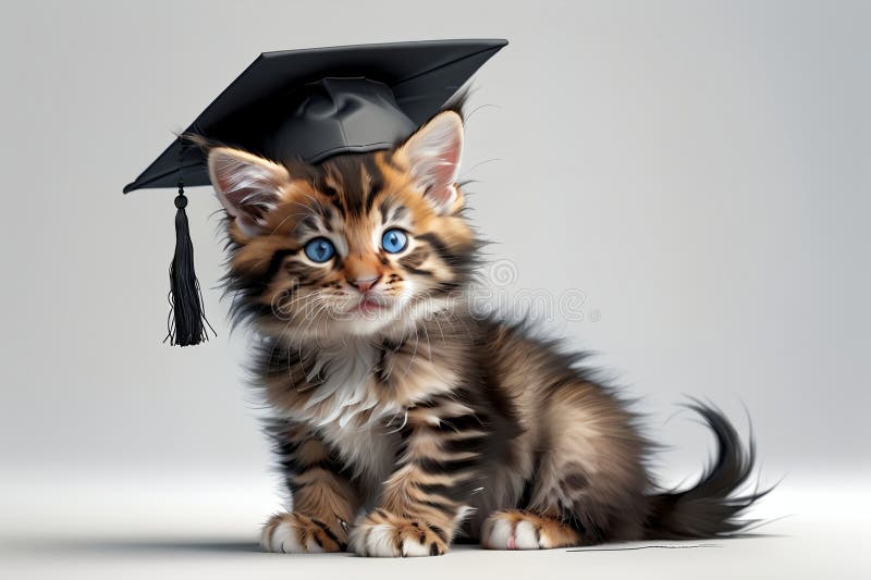Cute Cat Graduation Hat Isolated Light Background Stock Photos - Free ...