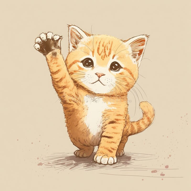 Cute Cat Hand Drawn by Kid (generative AI) Stock Illustration ...
