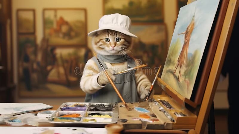 Cat Painter Stock Illustrations – 577 Cat Painter Stock Illustrations ...