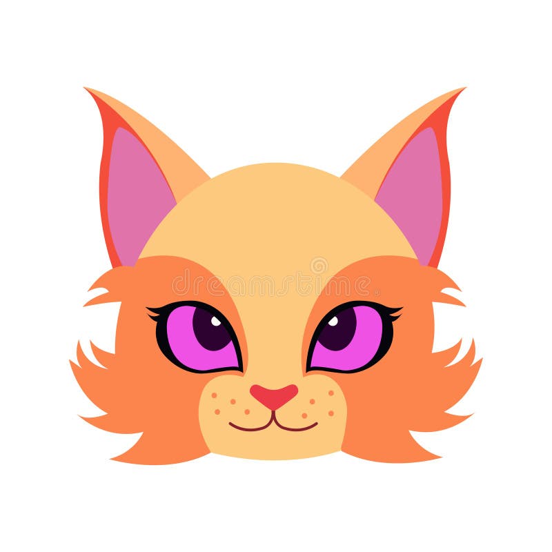 Cute Cat Head Cartoon Vector Illustration. Cat Face Avatar Illustration ...