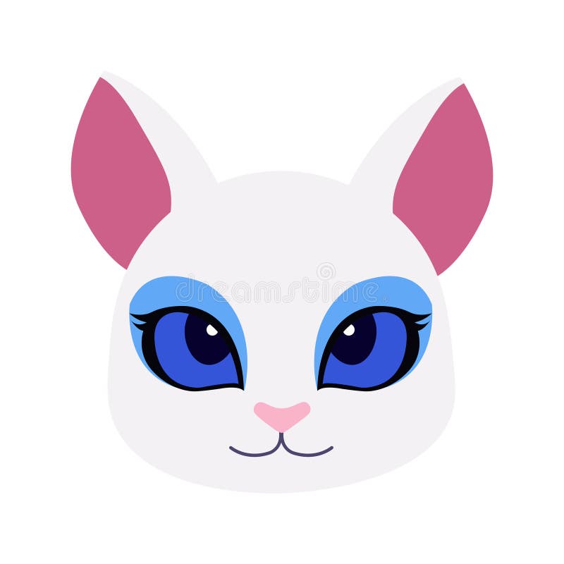 Cute Cat Head Cartoon Vector Illustration. Cat Face Avatar Illustration ...