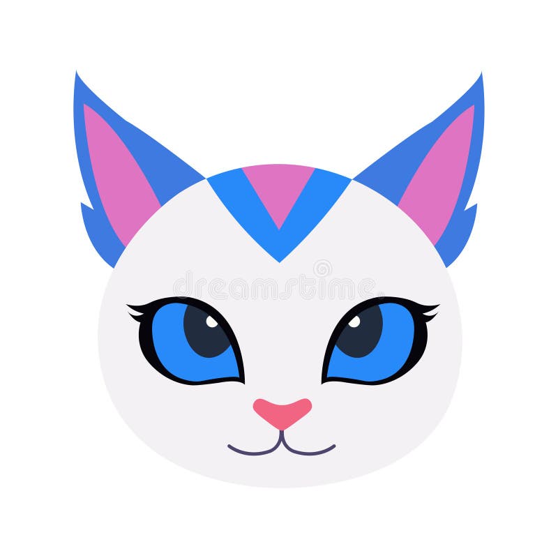 Cute Cat Head Cartoon Vector Illustration. Cat Face Avatar Illustration ...