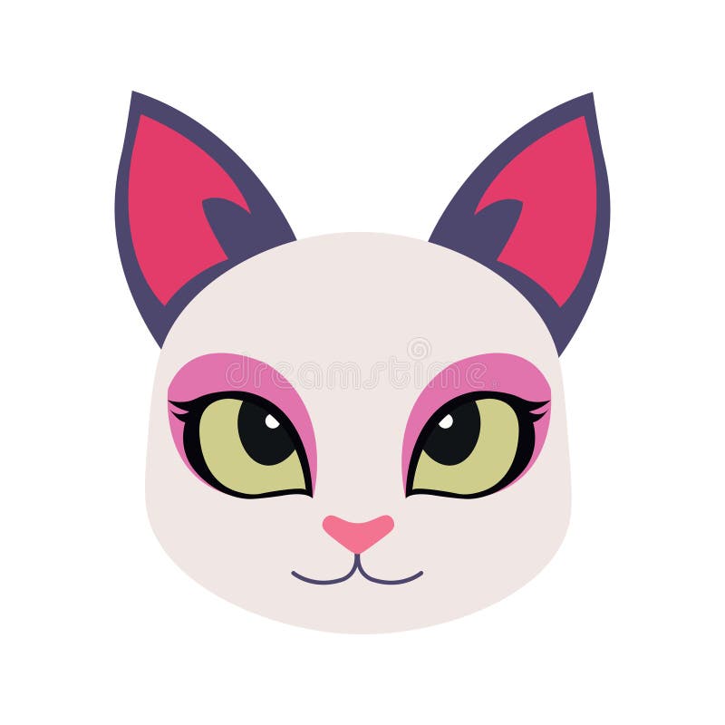 Cute Cat Head Cartoon Vector Illustration. Cat Face Avatar Illustration ...