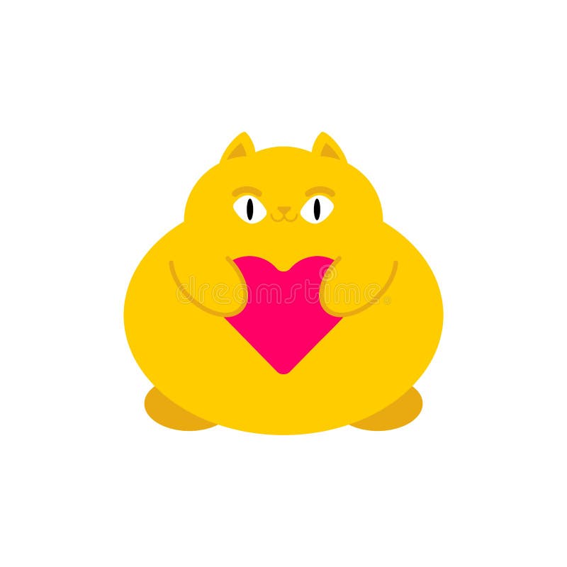 Cute Cat with Heart. Kitten with Love Stock Illustration - Illustration ...