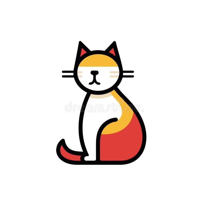 Cute Cat Icon on White Background. Vector Illustration Stock Vector ...