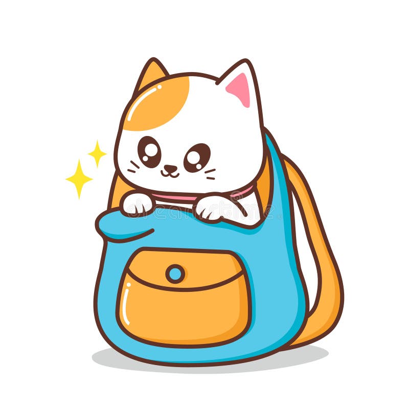 Cute Cat Inside Bag Vector Illustration Stock Vector - Illustration of ...