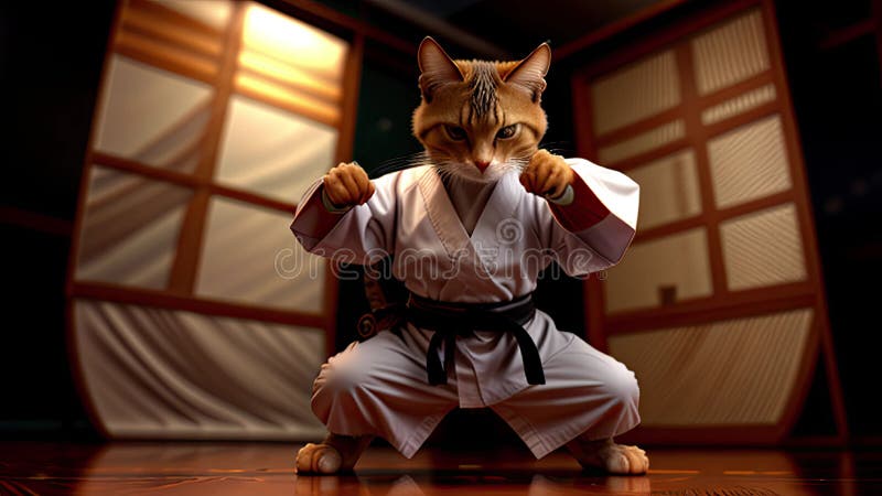 Cute Cat in Karate Uniform. Generative AI Stock Footage - Video of ...