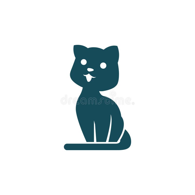 Cute Cat Kitten Standing Simple Logo Template Stock Vector ...