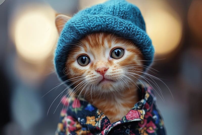 Cute Cat Kitten Wearing Funky Clothes Stock Illustration - Illustration ...