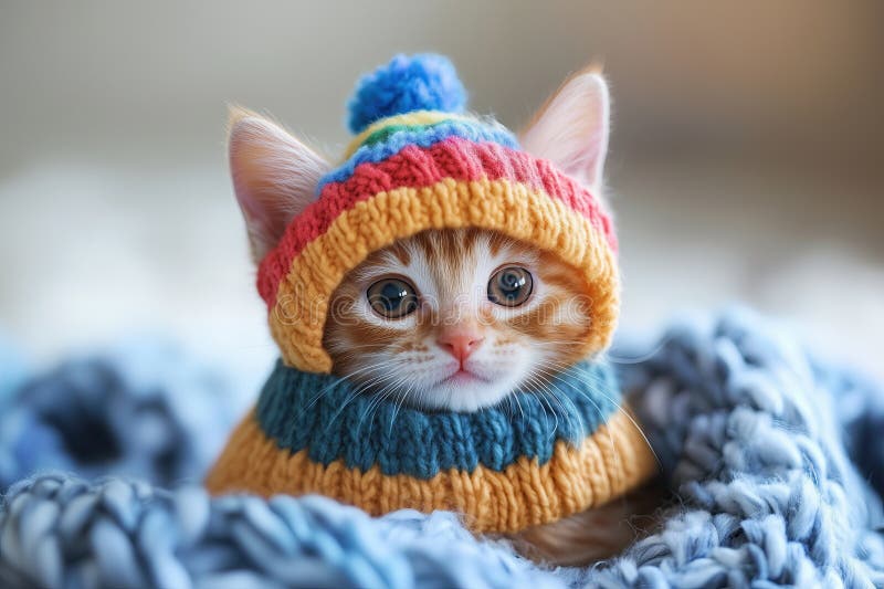 Cute Cat Kitten Wearing Funky Clothes Stock Photo - Image of breed ...