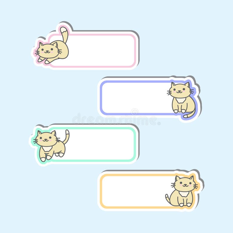 Cute Cat Label Name Tags stock vector. Illustration of pattern - 234225229