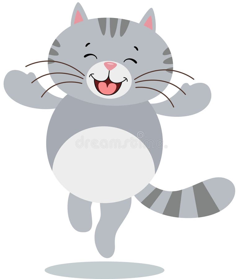 Cute Cat Laughing Happy Isolated on White Stock Illustration ...