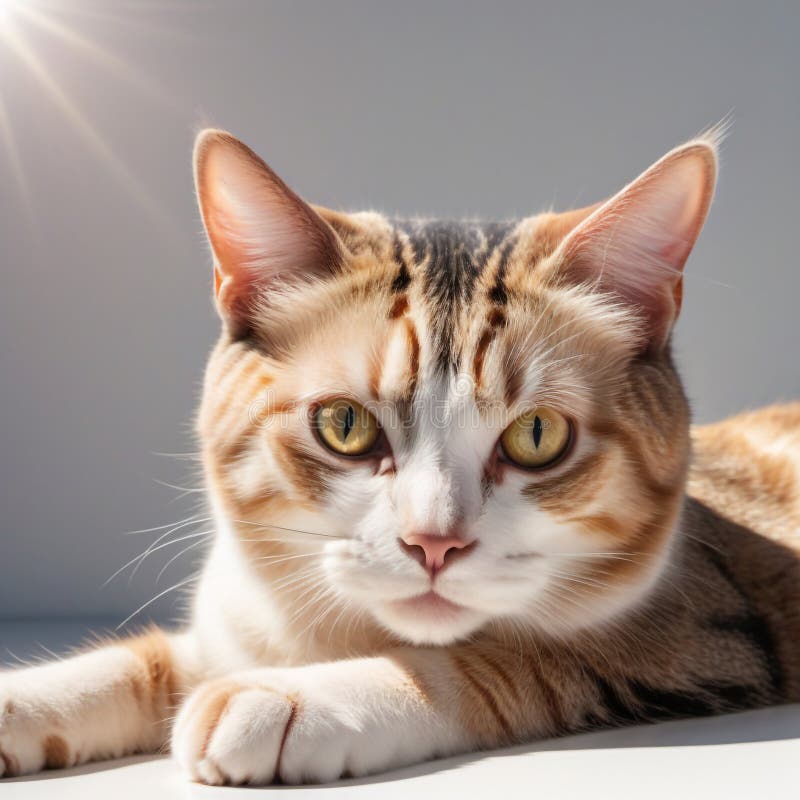 Cute Cat Lying in Sunny Spot Stock Illustration - Illustration of ...