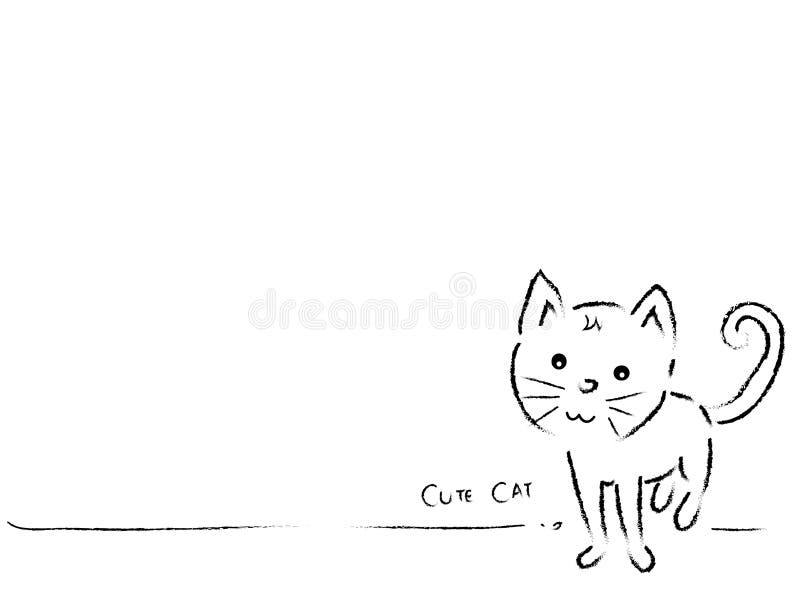 Cute Cat . Black and White Background. Empty Space. Stock Vector ...