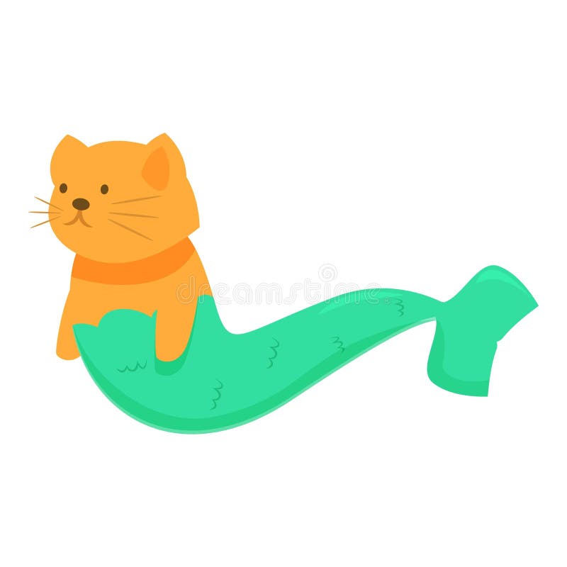 Cute Cat Mermaid Character Sitting on a Tail Stock Vector ...
