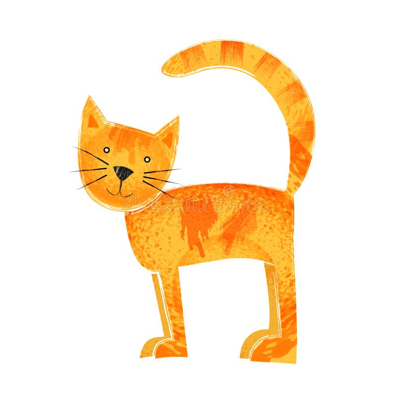 Cute Cat. Orange Standing Animal with Texture Stock Vector ...