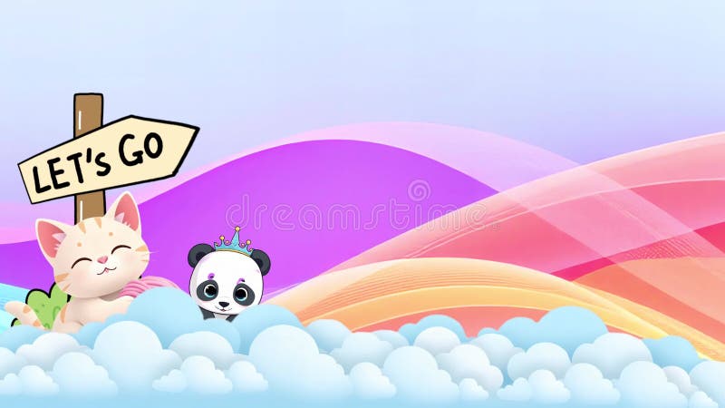 Let S Go Kitty and Panda on a Cloud Stock Footage - Video of clouds ...