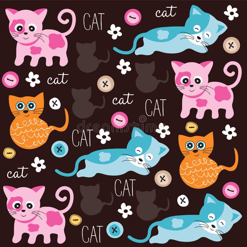 Cute cat pattern stock vector. Illustration of graphic - 67552907