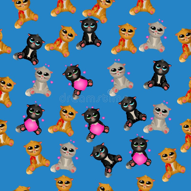 Cute cat pattern stock vector. Illustration of girly - 82224800