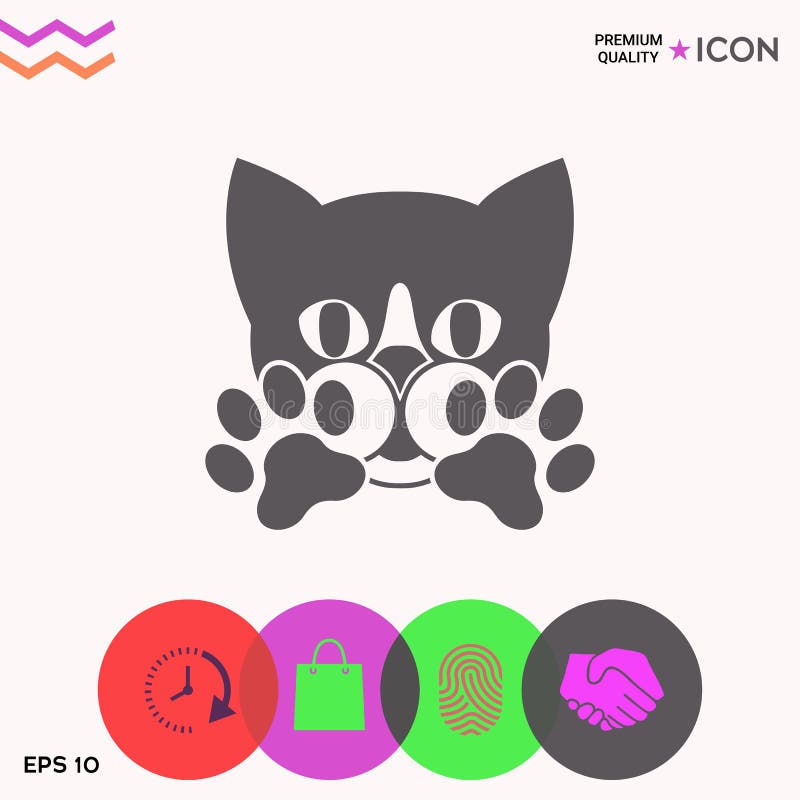 Cute Cat, Paws - Logo, Symbol, Protect Sign Stock Vector - Illustration ...